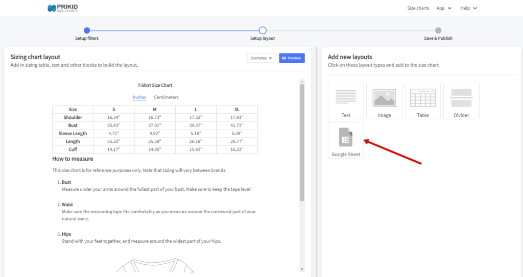 Importing Google Spreadsheet into BigCommerce Size Charts